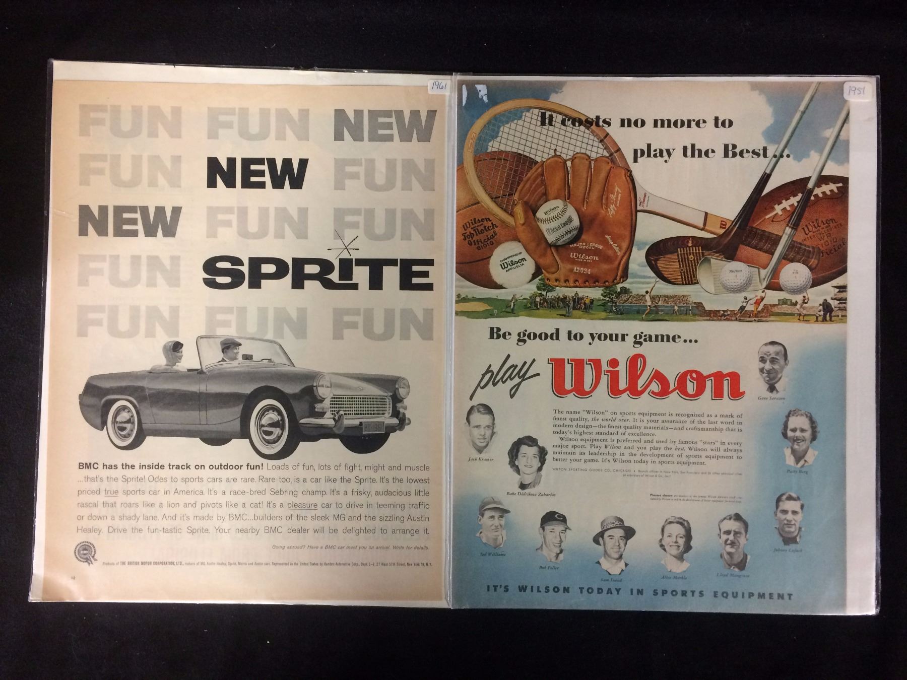 VINTAGE SPORTS ADVERTISING (1951 & 1961)