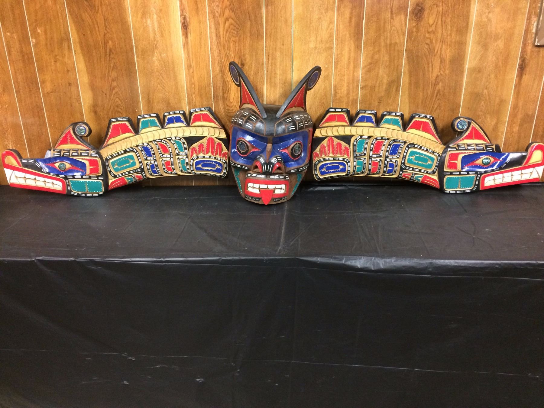 LARGE JIMMY JOSEPH NATIVE ART WALL MASK 6.5 FEET LONG