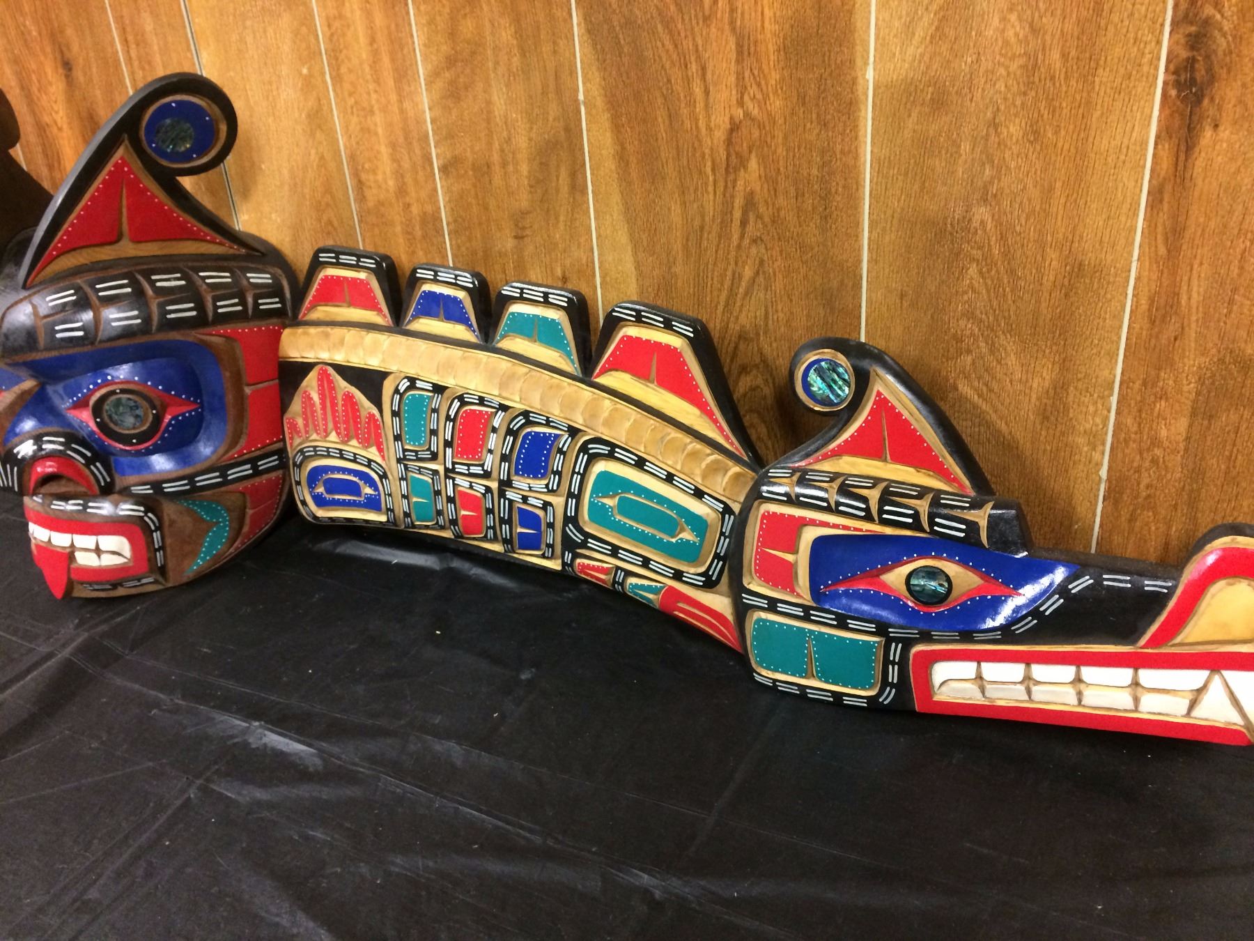 LARGE JIMMY JOSEPH NATIVE ART WALL MASK 6.5 FEET LONG