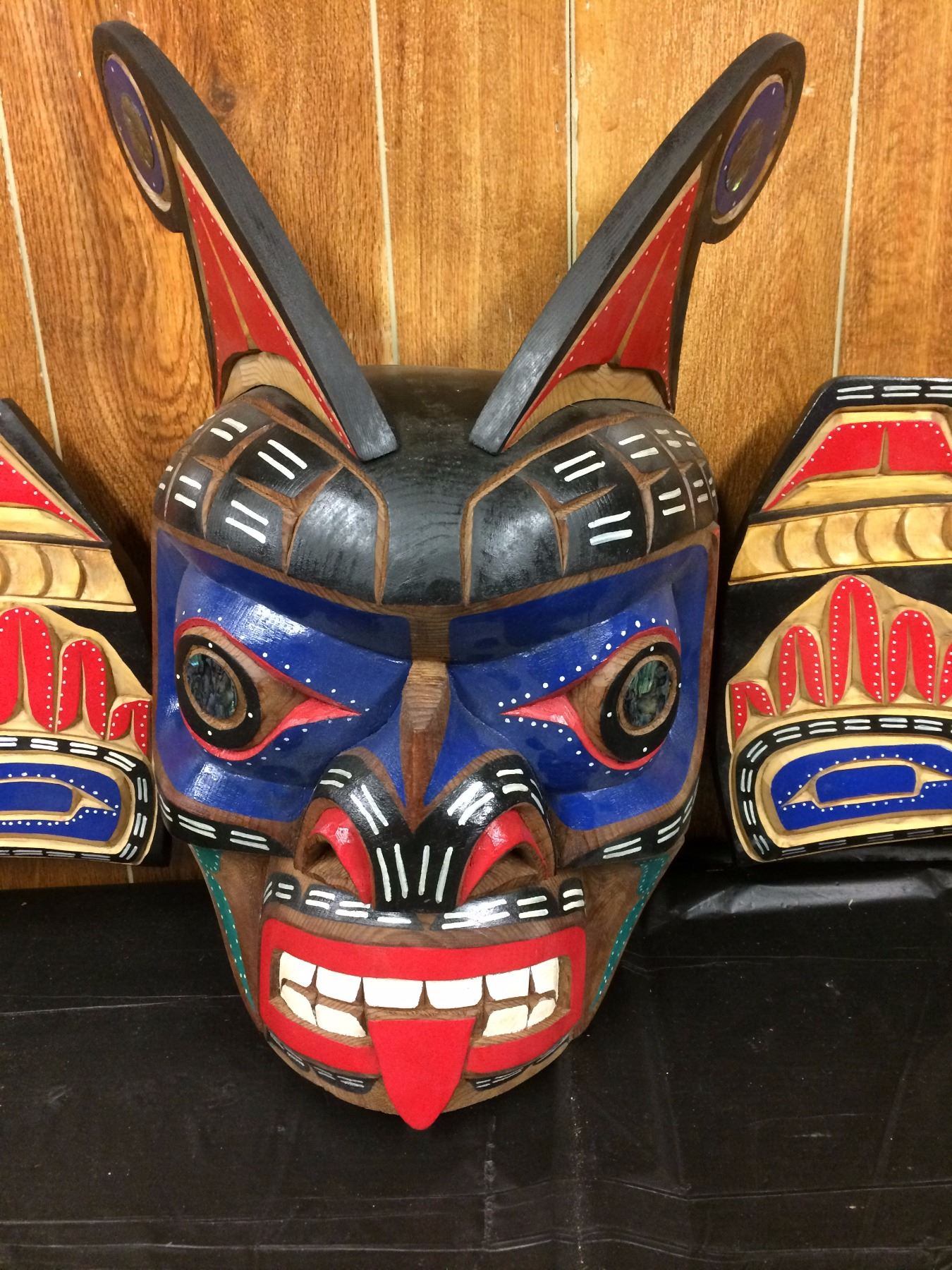 LARGE JIMMY JOSEPH NATIVE ART WALL MASK 6.5 FEET LONG