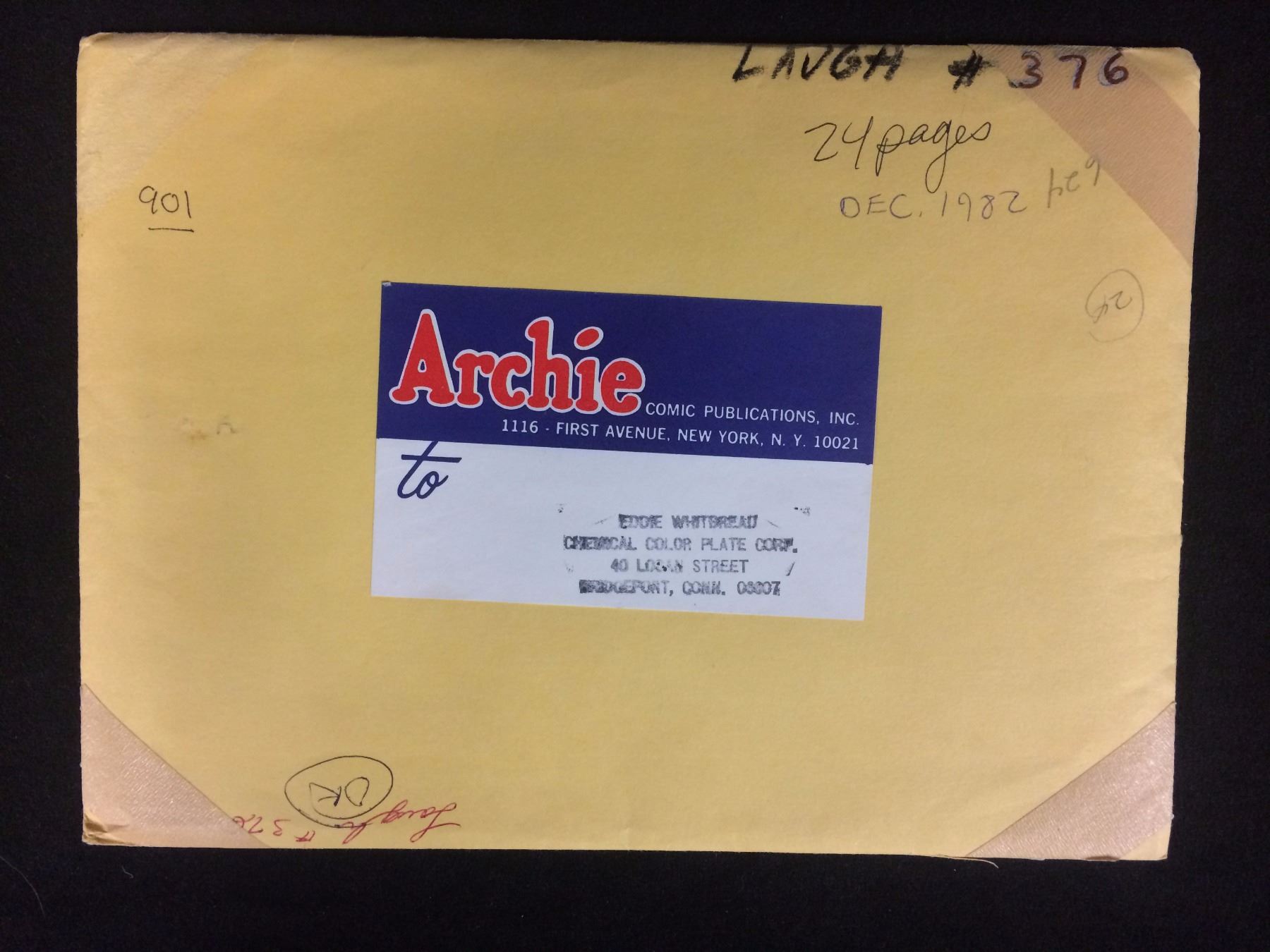 ORIGINAL COLOUR GUIDE ARCHIE LAUGH ISSUE 376 DECEMBER 1982 1 OF 1