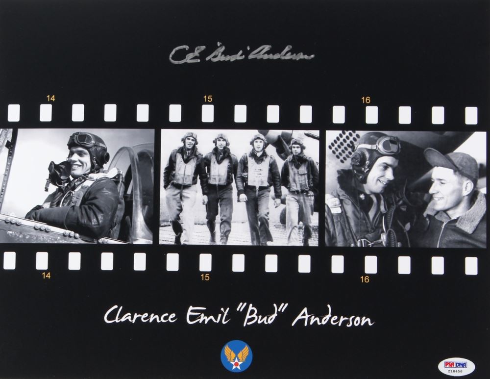 CE Bud Anderson Signed 11x14 Photograph (PSA COA) - Pristine Exclusive