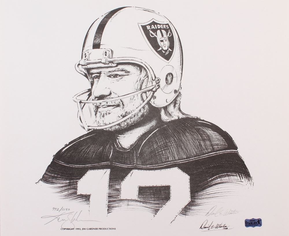 Ken Stabler Signed Raiders Limited Edition 17" x 14" Lithograph by ...