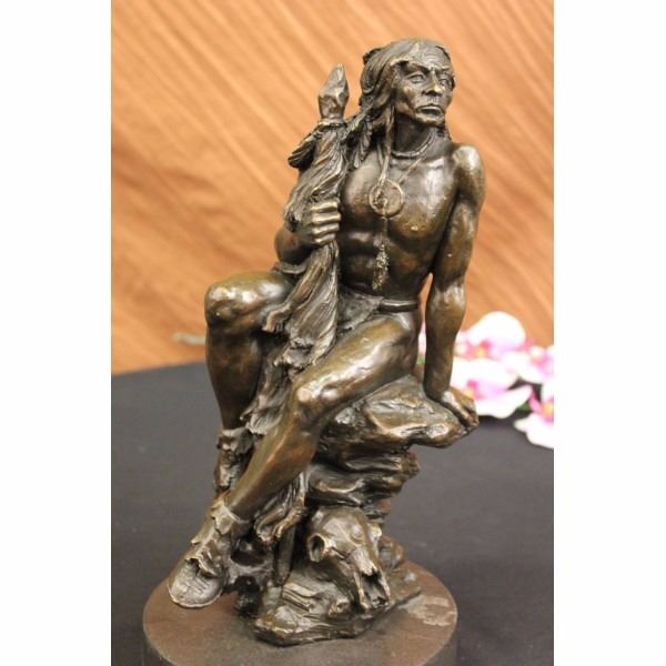 Signed Original western Art by Nick Native American Warrior Bronze ...