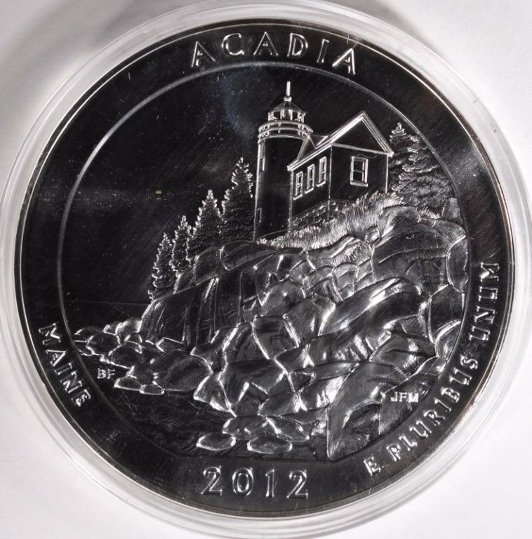 2012 ACADIA MAINE 5oz .999 SILVER QUARTER