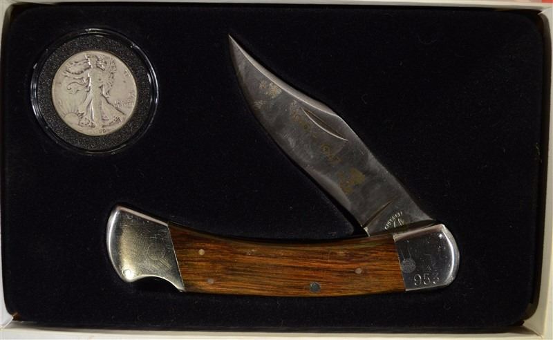 Cherokee Pocket Knife & Walking Liberty Half-Dolla
