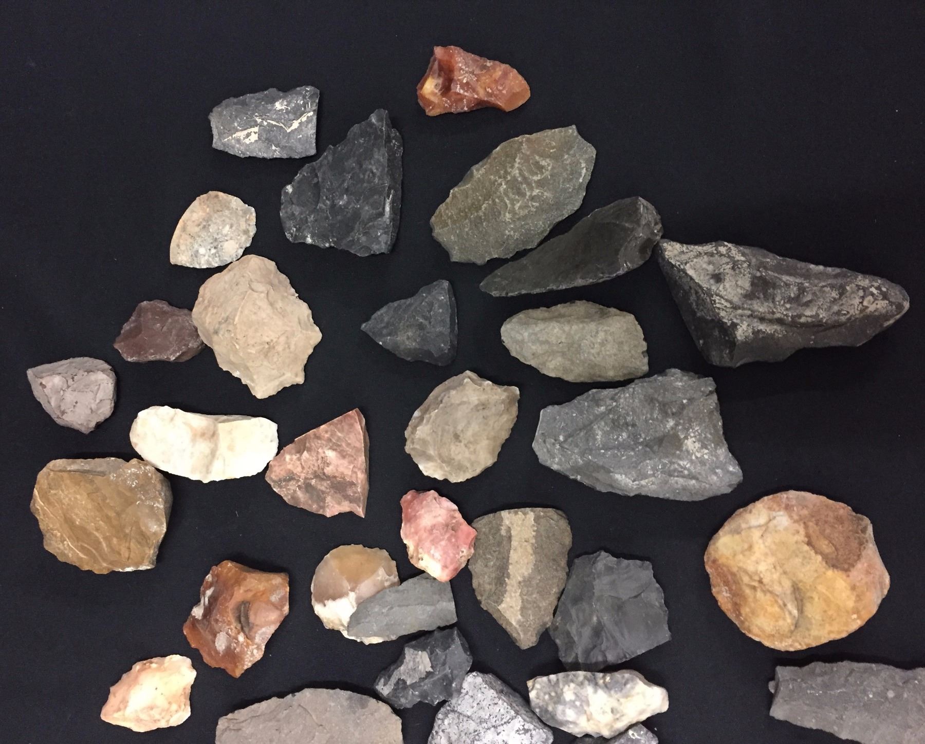 Prehistoric Scrapers, Knives, Knapping Stones, Etc.