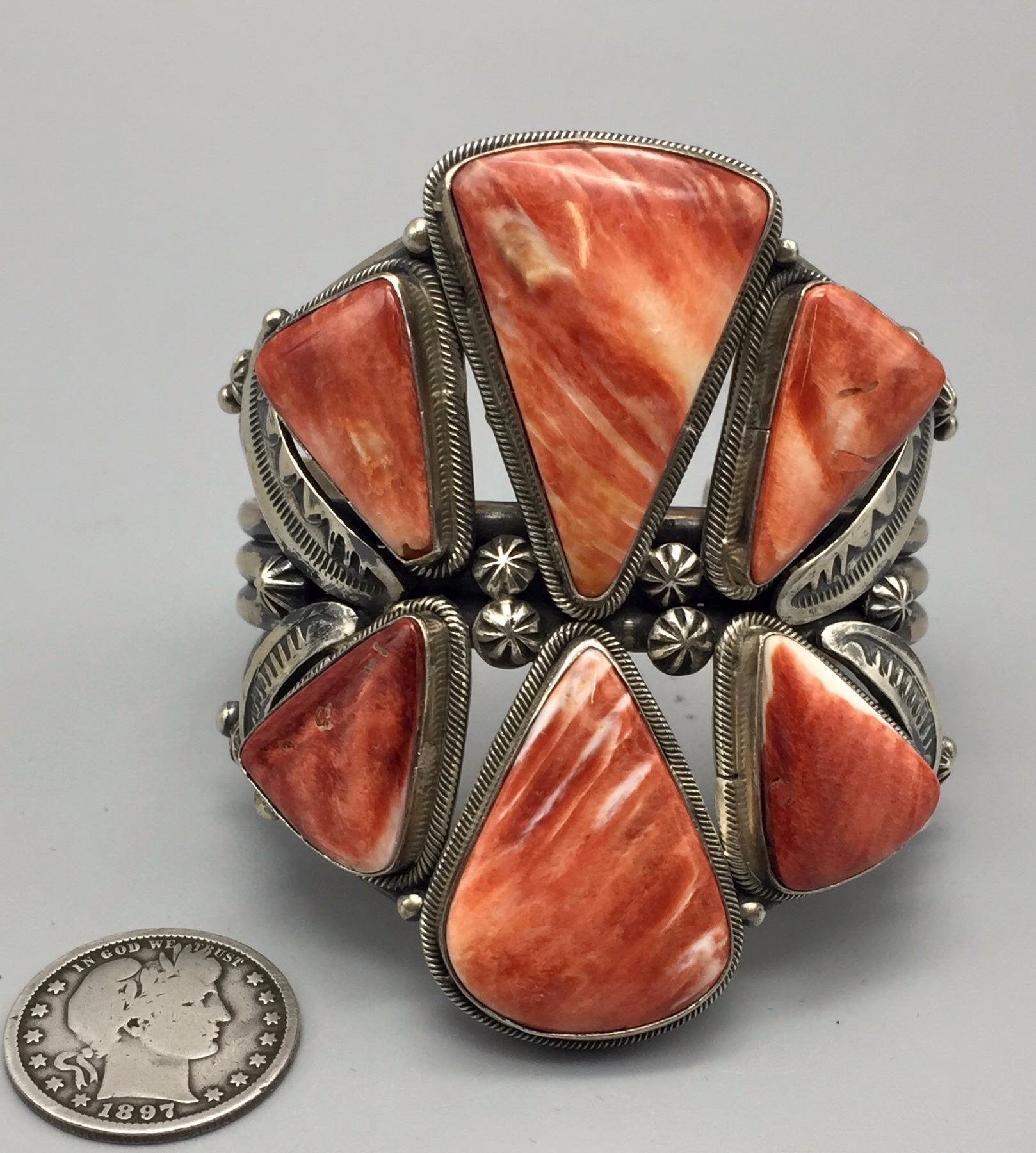 Six Stone Spiny Oyster Bracelet
