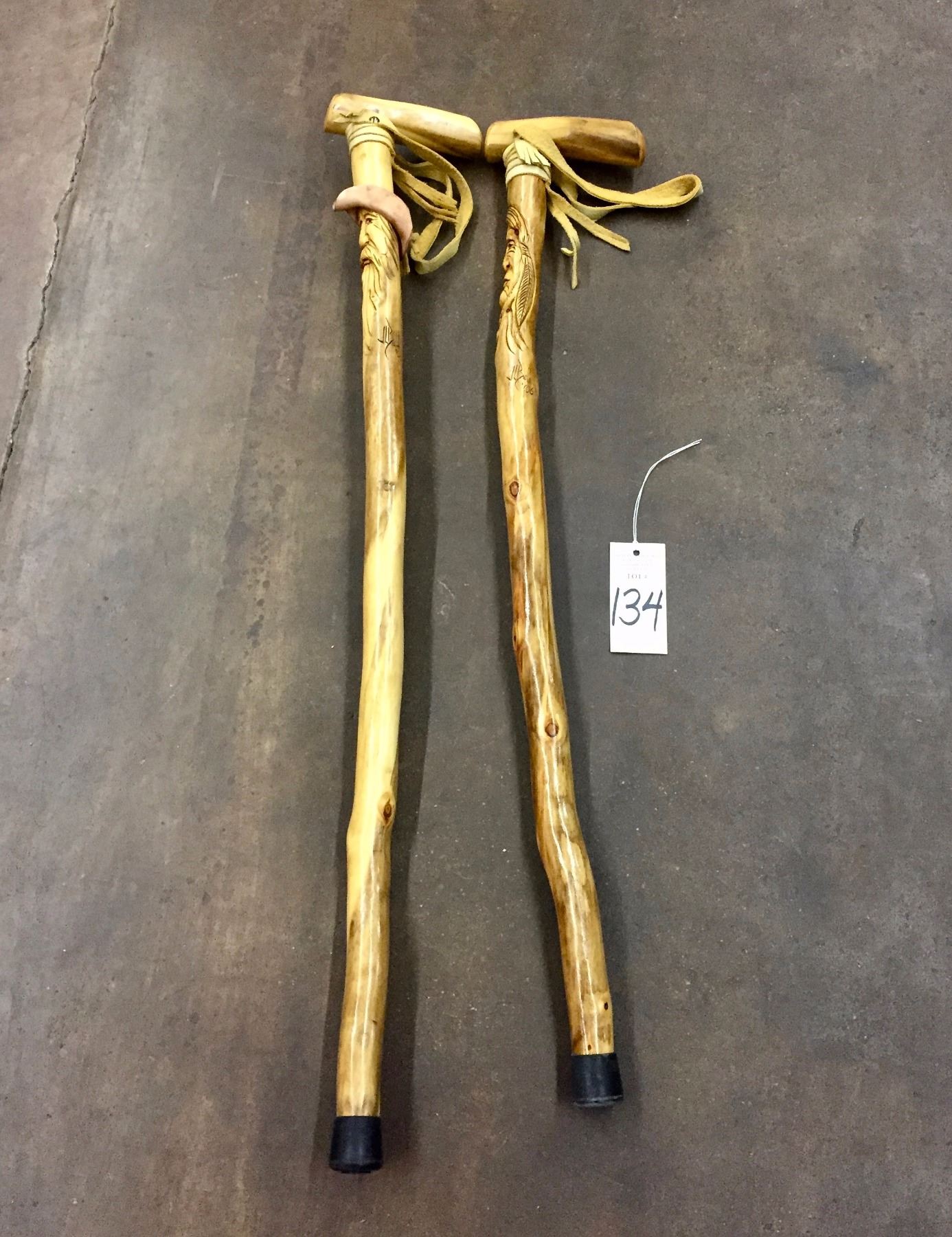 Pair Of Hand Carved Walking Canes