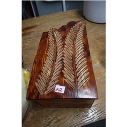 Handmade Cedar Box w/Carved Feathers