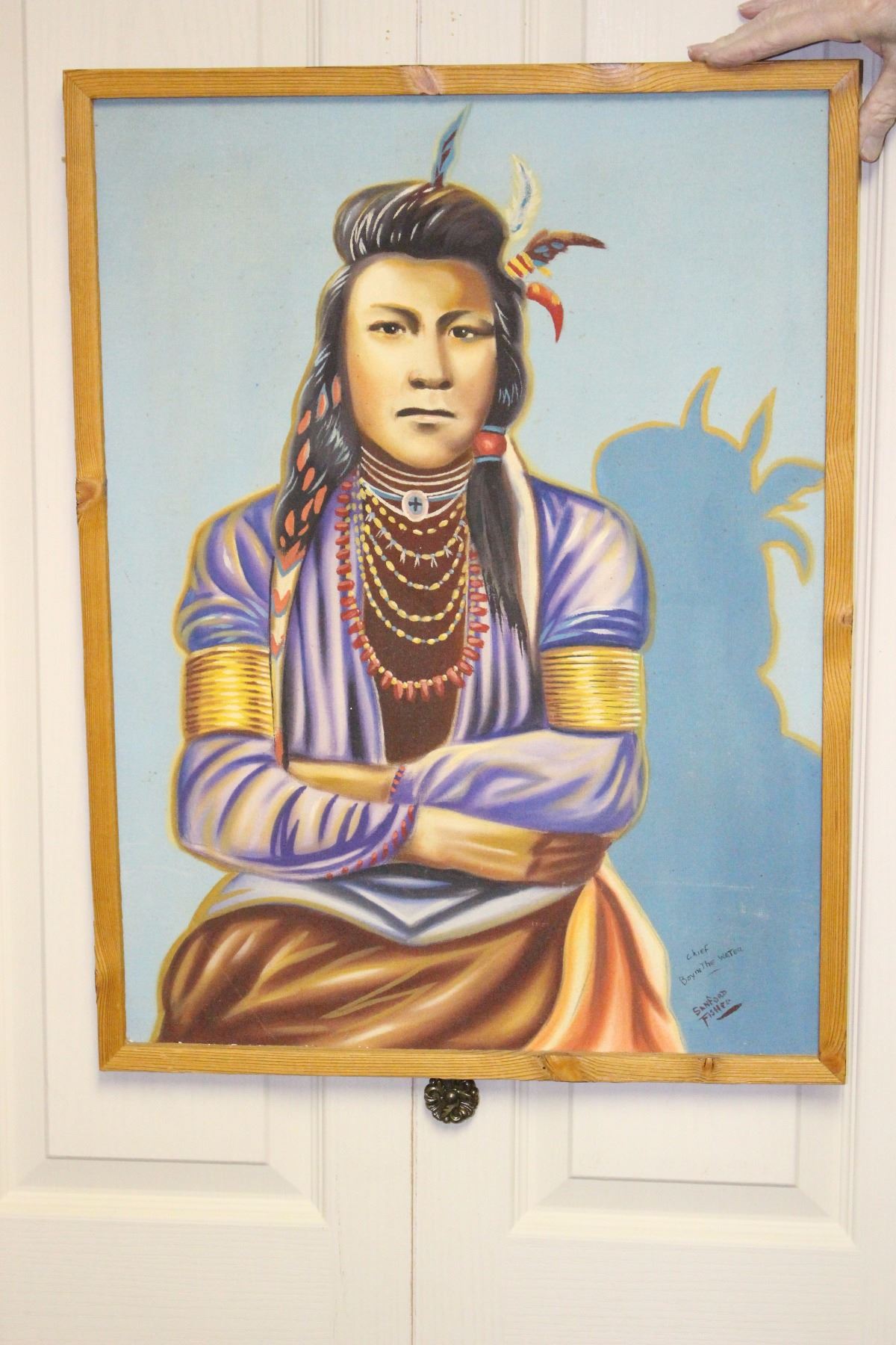 Painting of Chief Boy in the Water by Sanford Fisher; on 18" x 24 ...