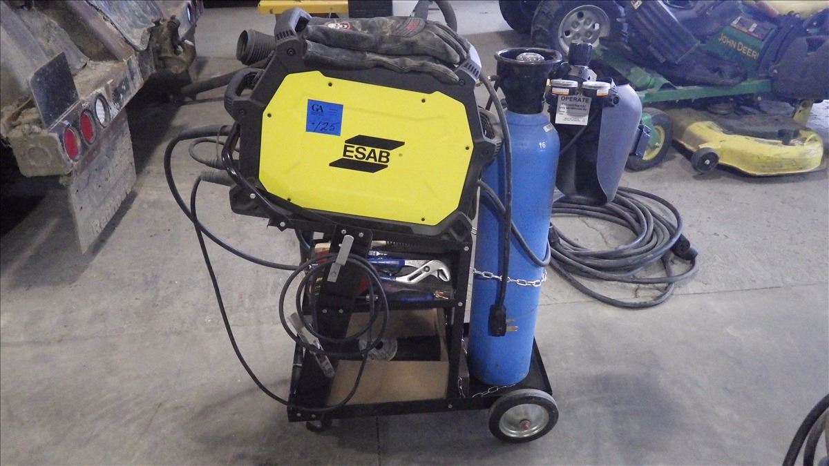 ESAB WELDER W/CART, TANK, TOOLS, HELMUT AS PICTURED