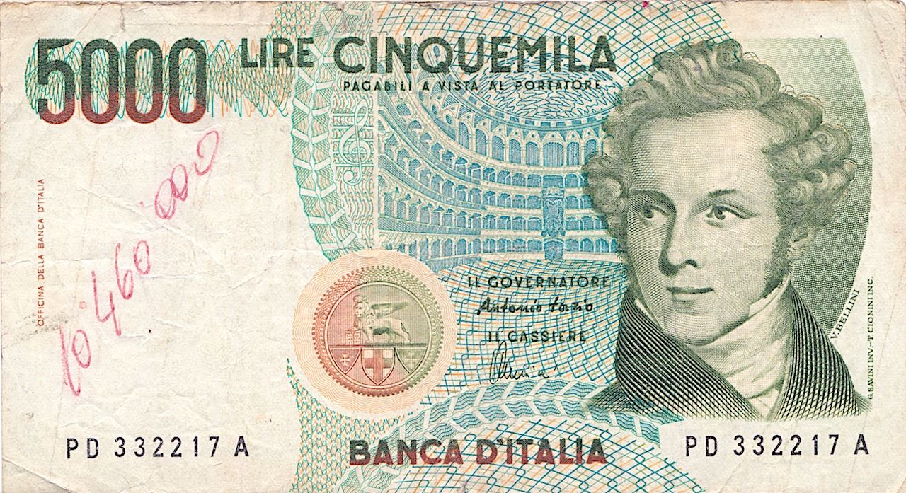 Currency - Paper - Italy - 5000 Lire
