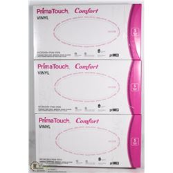 THREE BOXES OF 100 PRIMA TOUCH VINYL POWDER FREE