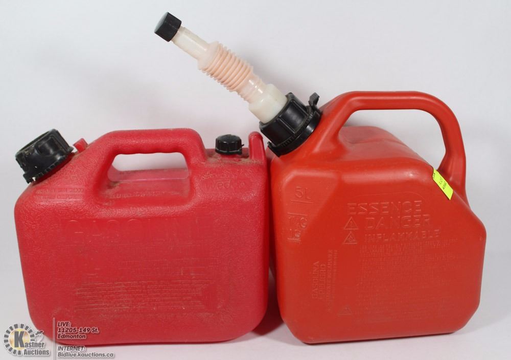 TWO USED SMALL JERRY CANS - 5L & 4.7L.