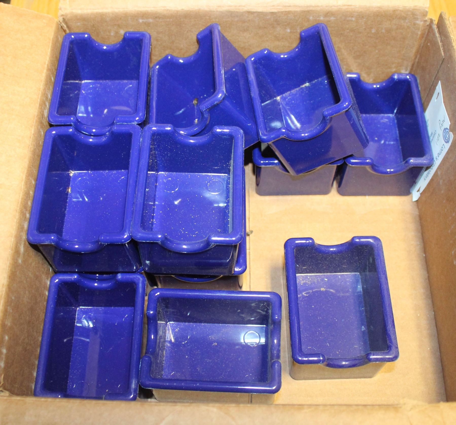 BOX OF BLUE SUGAR PACKETS HOLDERS