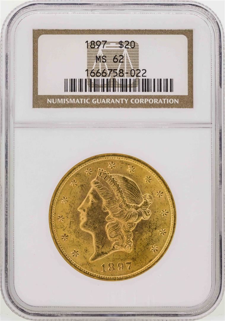 1897 $20 Liberty Head Double Eagle Gold Coin NGC MS62
