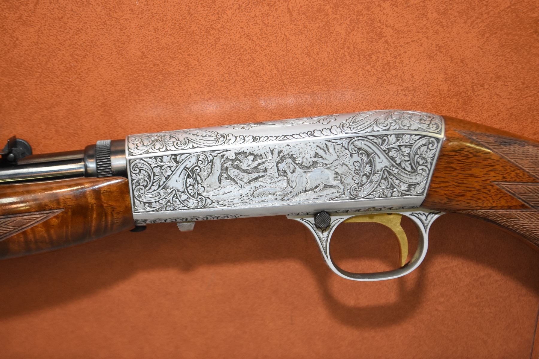 Browning .22 long rifle semi-automatic grade III W/ hand carved ...
