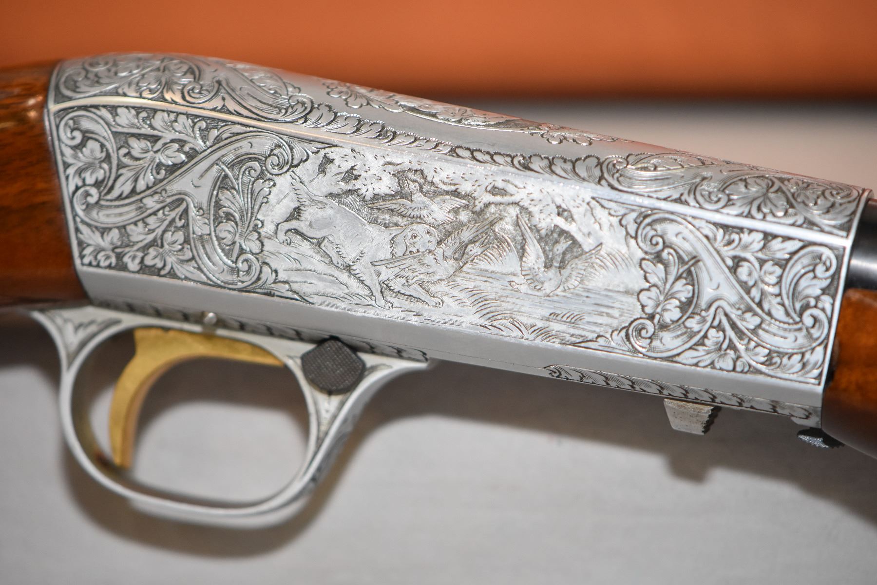Browning .22 long rifle semi-automatic grade III W/ hand carved ...
