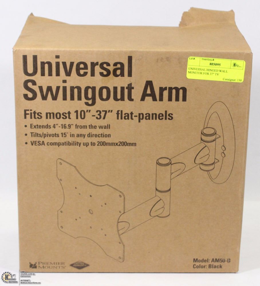 UNIVERSAL SWING OUT ARM TV MOUNT FOR 37" TV - Kastner Auctions