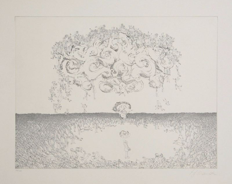 Hans Georg Rauch, Untitlted - Girl Under Storm, Aquatint Etching