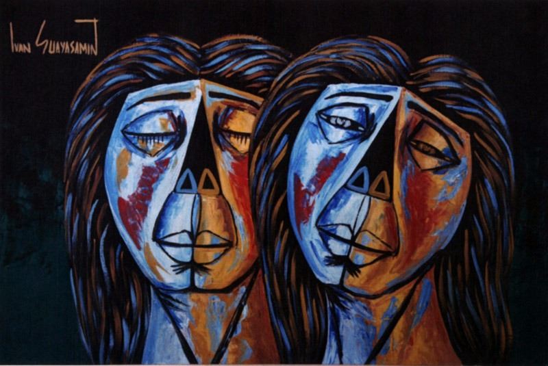 Ivan Guayasamin, Amor Intenso, Acrylic Painting