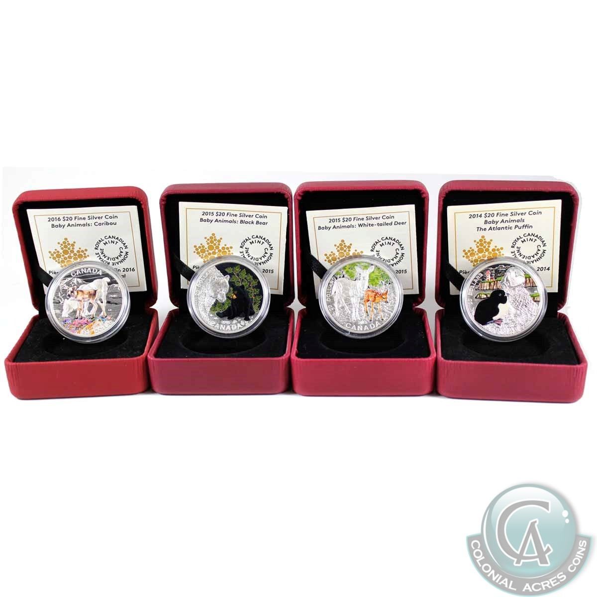 Lot of 4x 2014-2016 Canada $20 Baby Animals Fine Silver Coins - 2014 ...