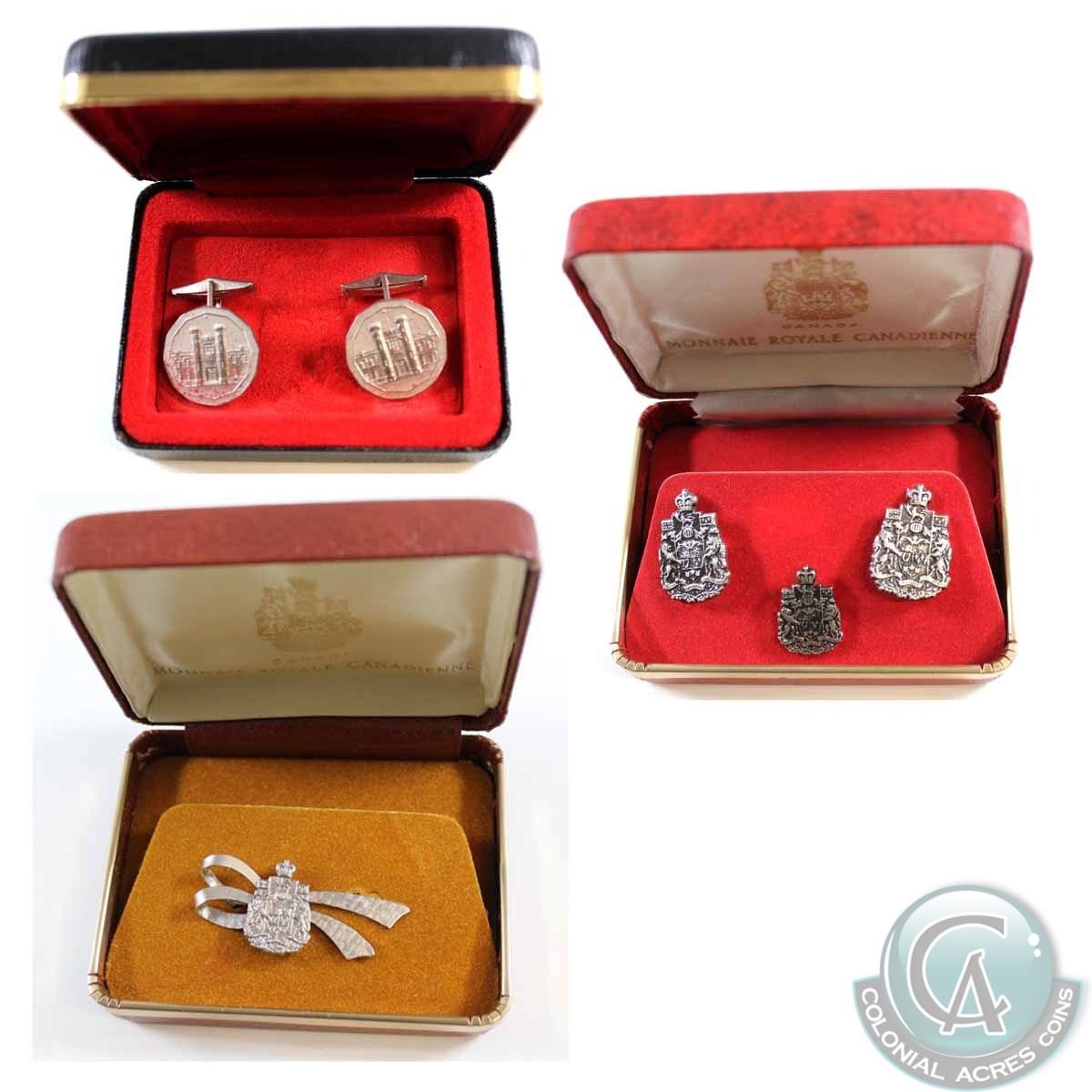 Lot of Royal Canadian Mint Pin and Cufflink Collection. Items come in ...