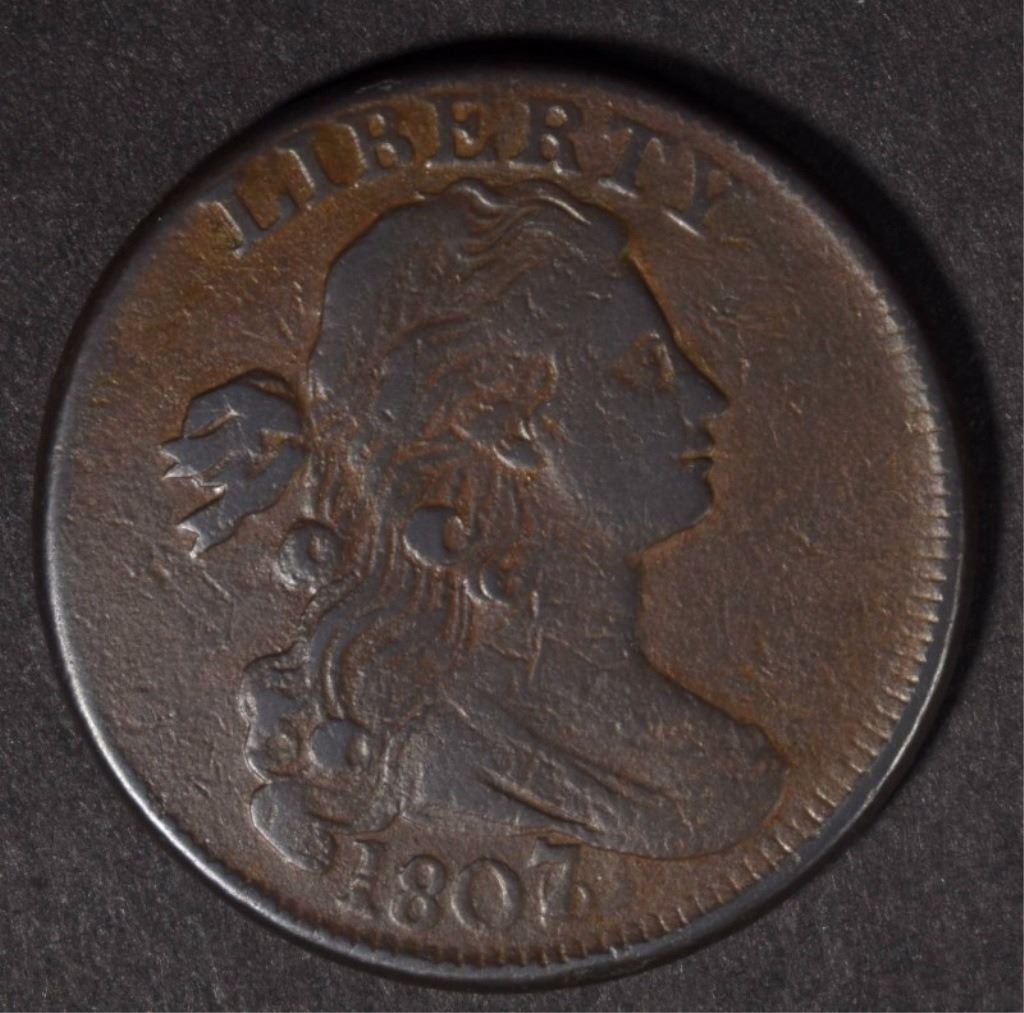 1807/6 DRAPED BUST LARGE CENT VF
