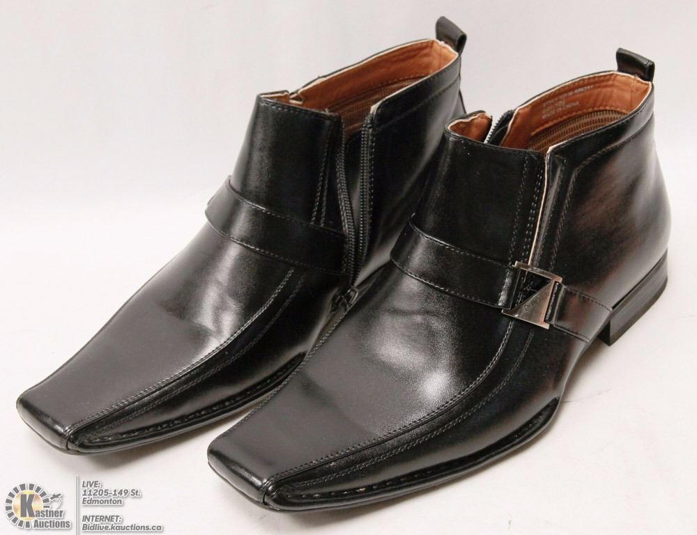 MENS BLACK LEATHER DELLI ALDO BRAND DRESS BOOTS