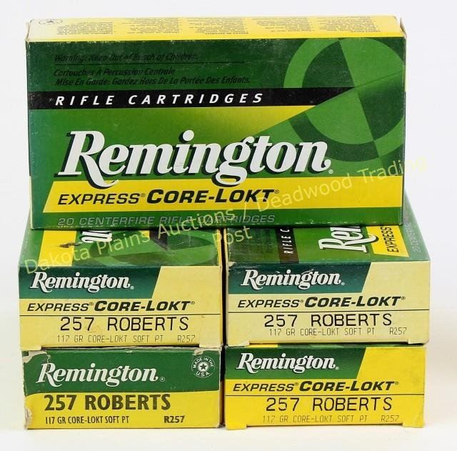 5 full boxes Remington .257 Roberts ammunition Est. 75-150