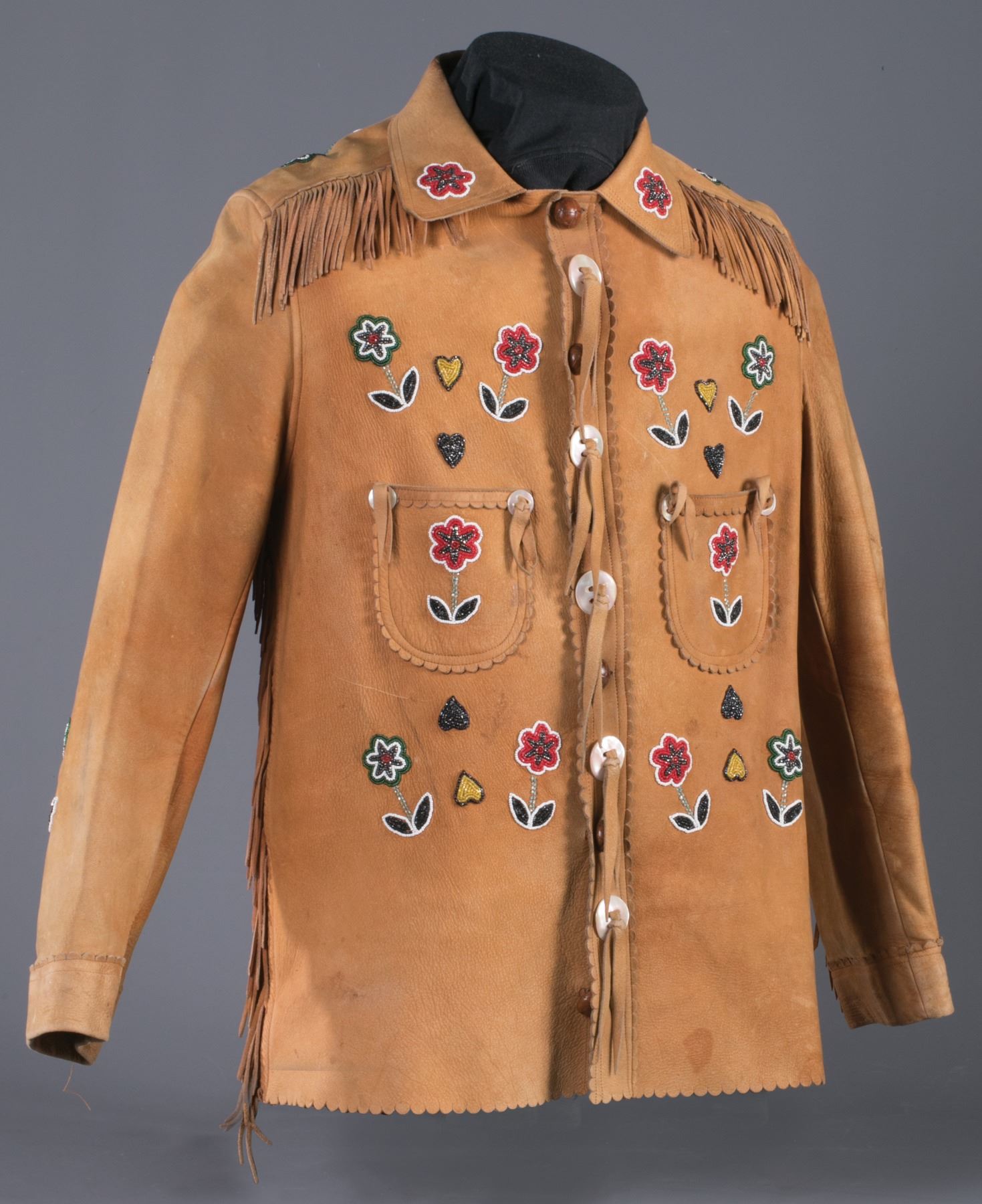 A Gentleman's Beaded Hide Jacket with Cody History