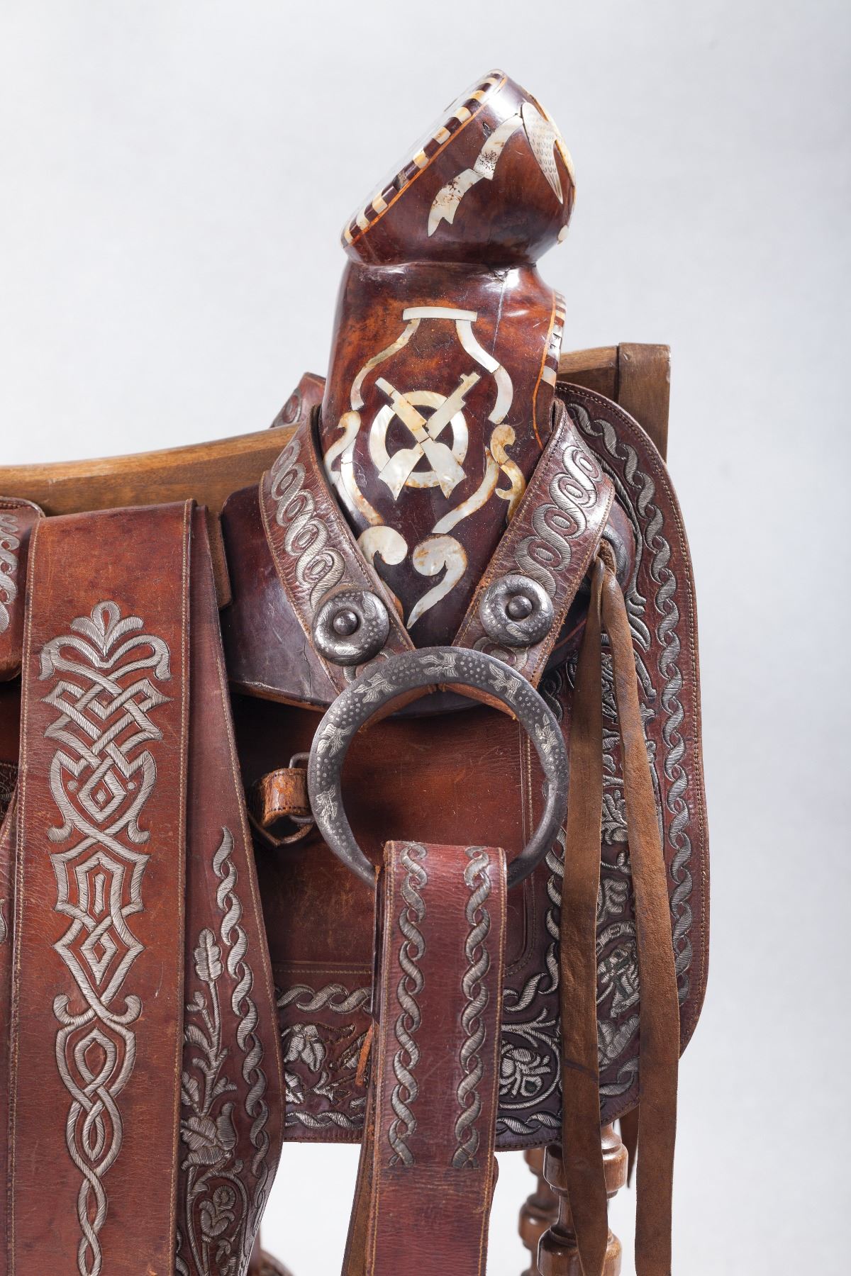 Fancy Pearl Inlaid Mexican Saddle with Spurs from the Chladiuk Museum ...