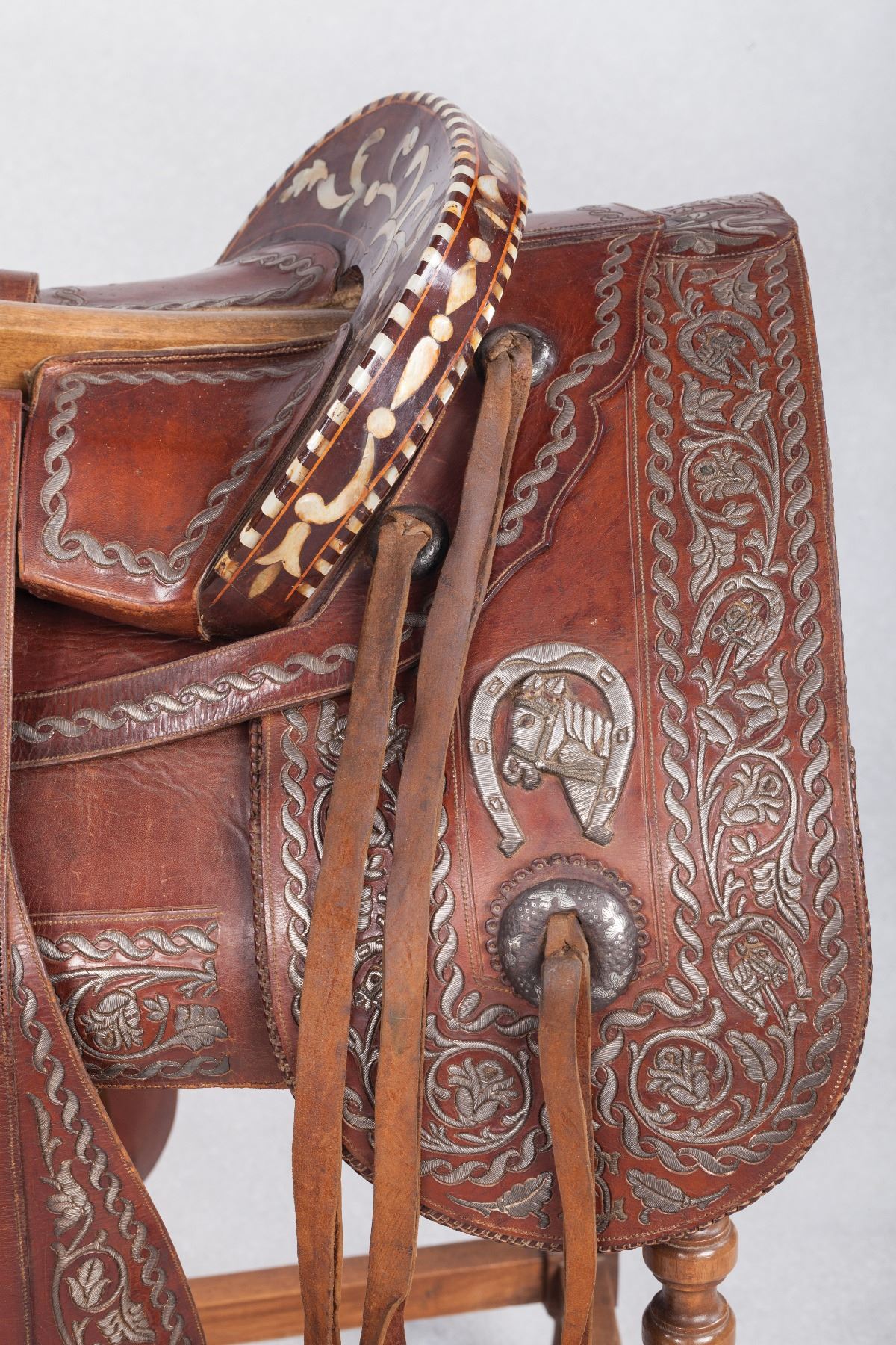Fancy Pearl Inlaid Mexican Saddle with Spurs from the Chladiuk Museum ...