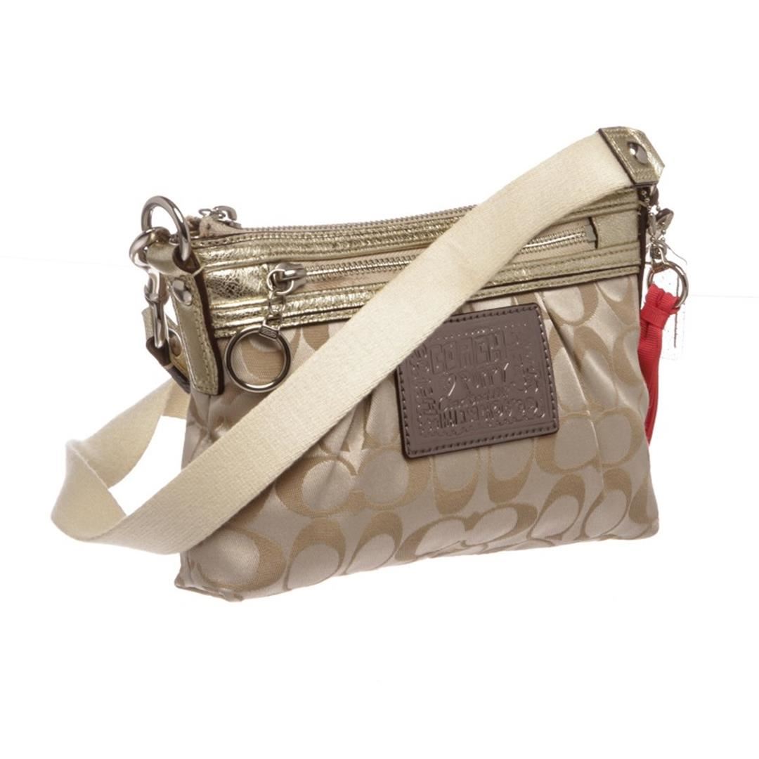 Coach Metallic Gold Canvas Monogram Poppy Crossbody Bag