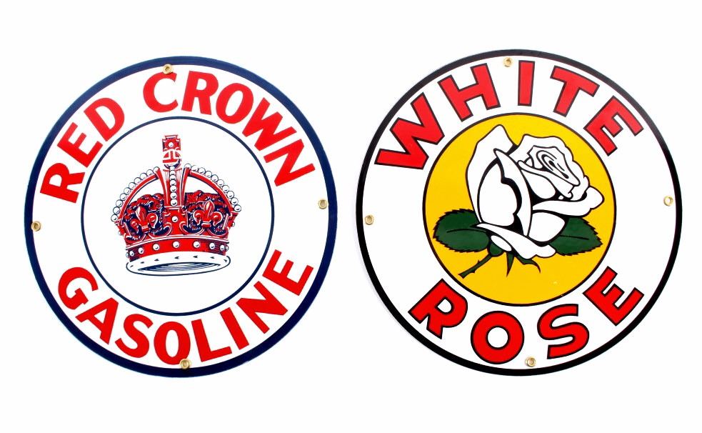 White Rose & Red Crown Porcelain Signs