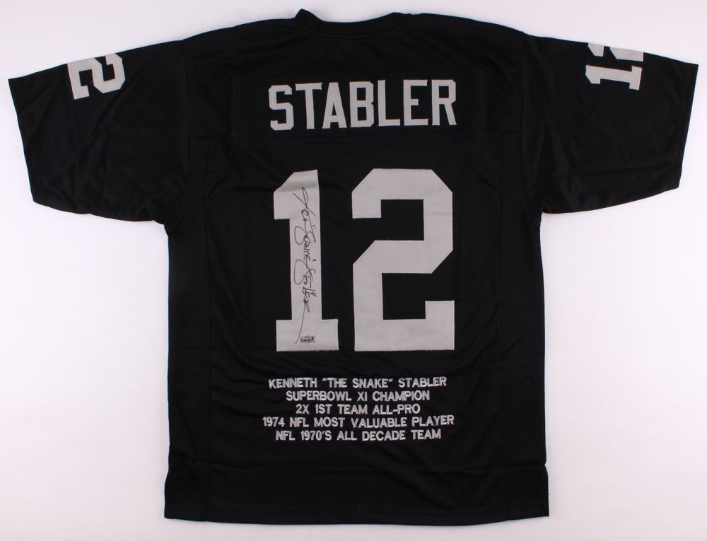Ken Stabler Signed Raiders Career Highlight Stat Jersey Inscribed ...