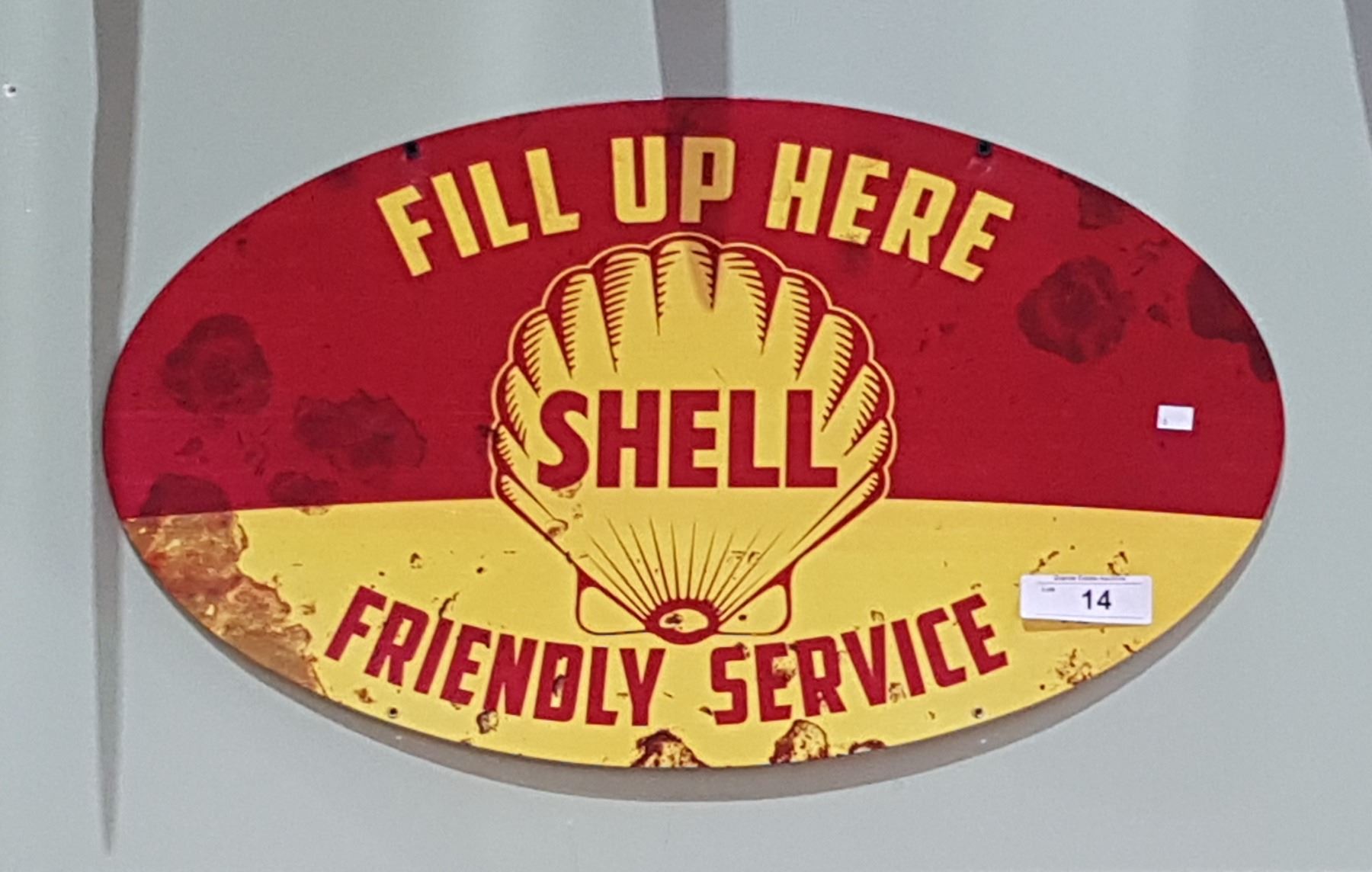 SHELL FRIENDLY SERVICE DOUBLE SIDED TIN FLANGE SIGN