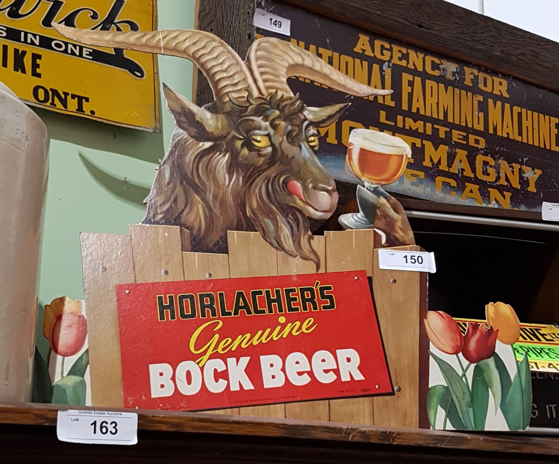 ORIGINAL 1950'S HORLACHER'S BOCK BEER SIGN