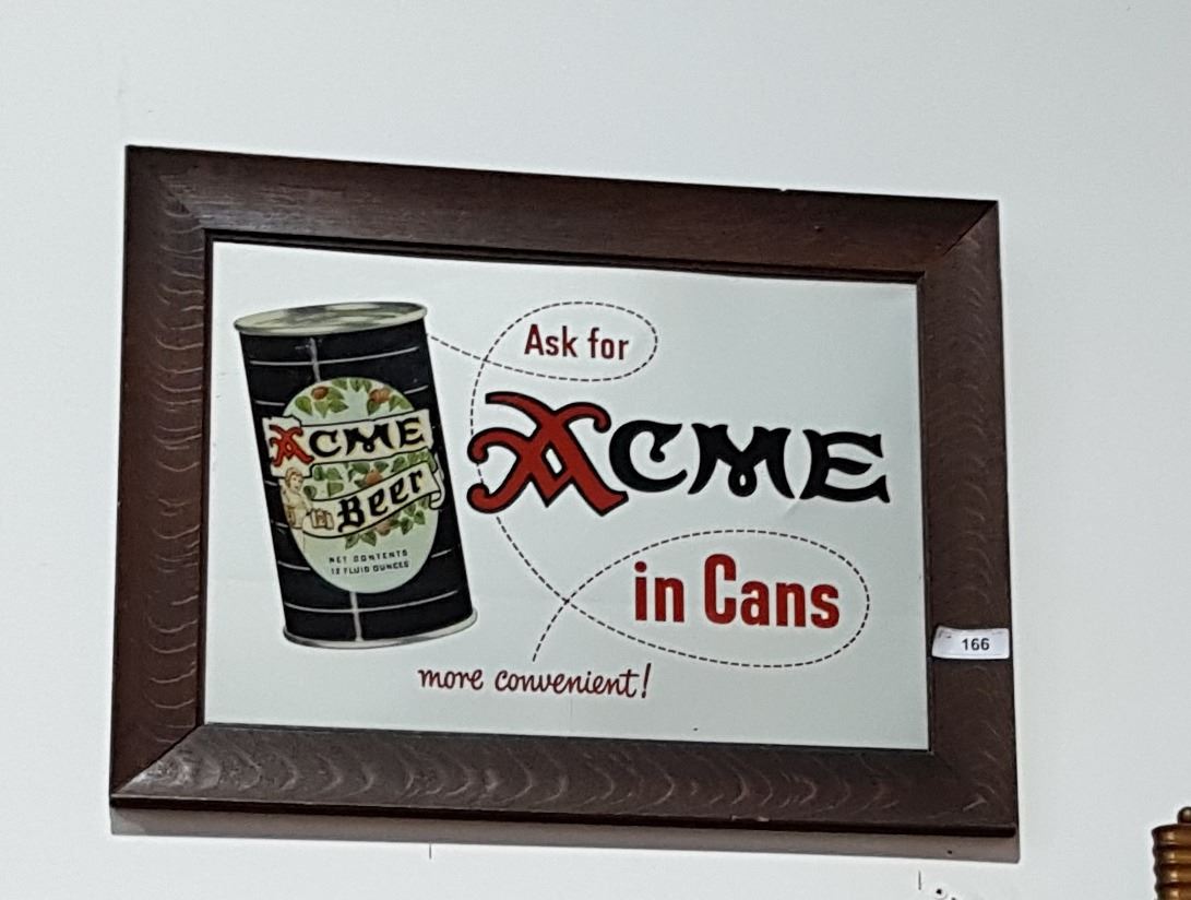 ORIGINAL ACME BEER TIN SIGN FRAMED