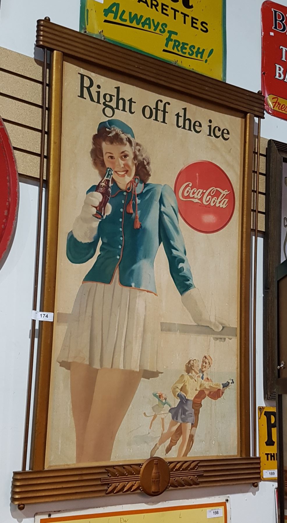 ORIGINAL 1946 COCA COLA FRAMED CARDBOARD ADVERTISING
