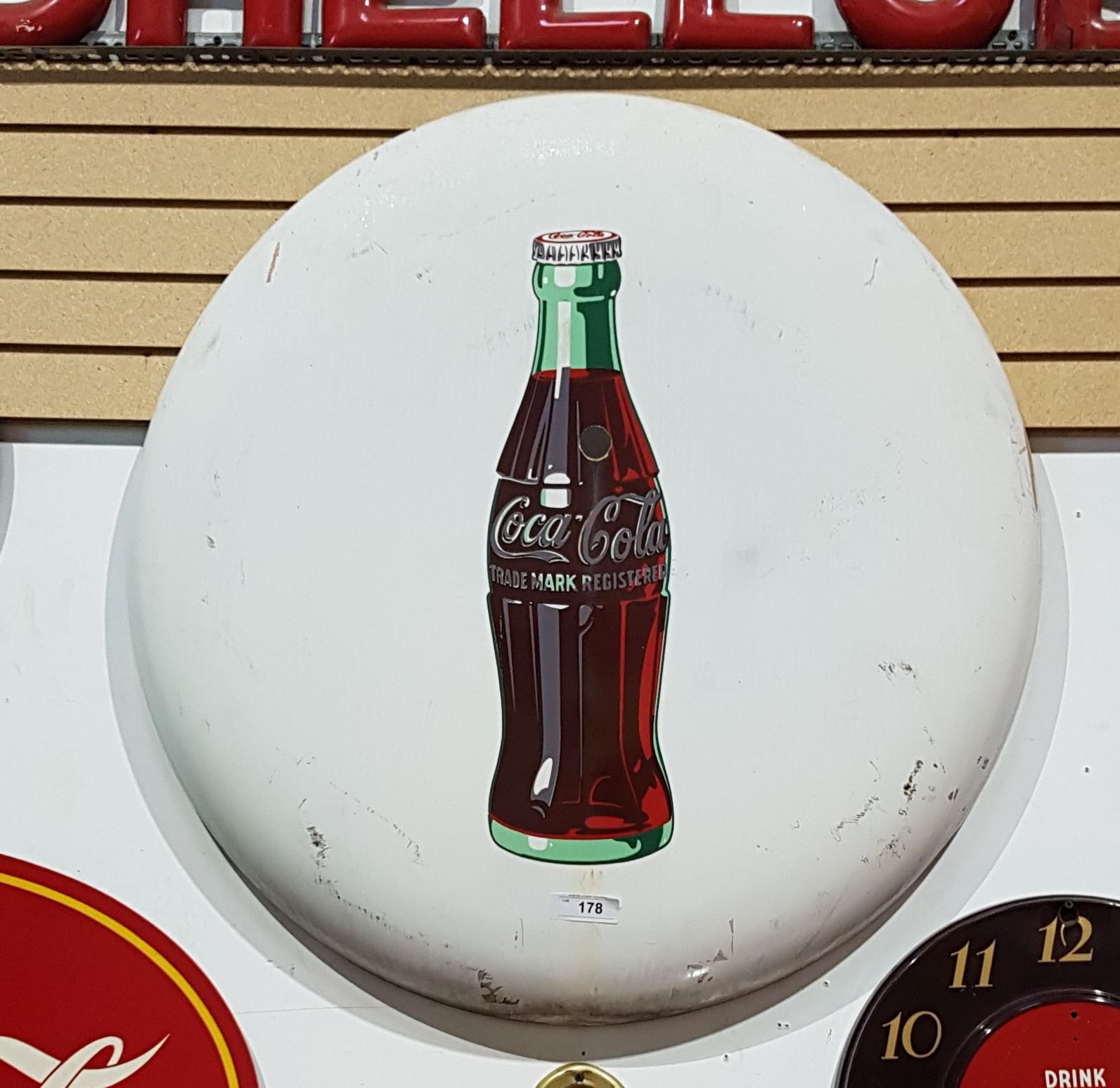 1950'S PORCELAIN COCA COLA BUTTON SIGN