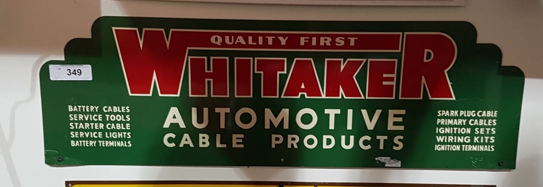 VINTAGE WHITAKER AUTOMOTIVE TIN SIGN