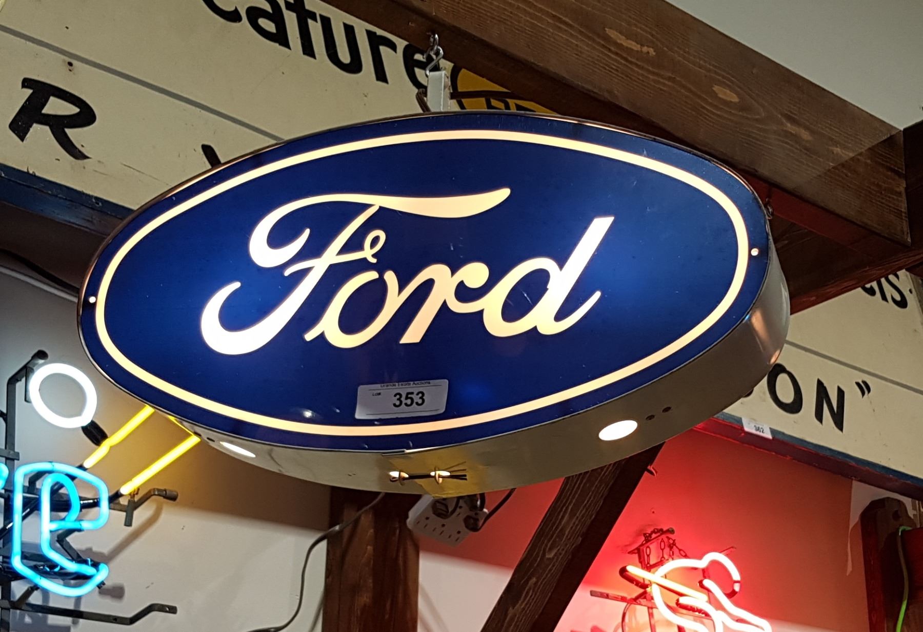 HANGING LIGHT UP FORD OVAL SIGN