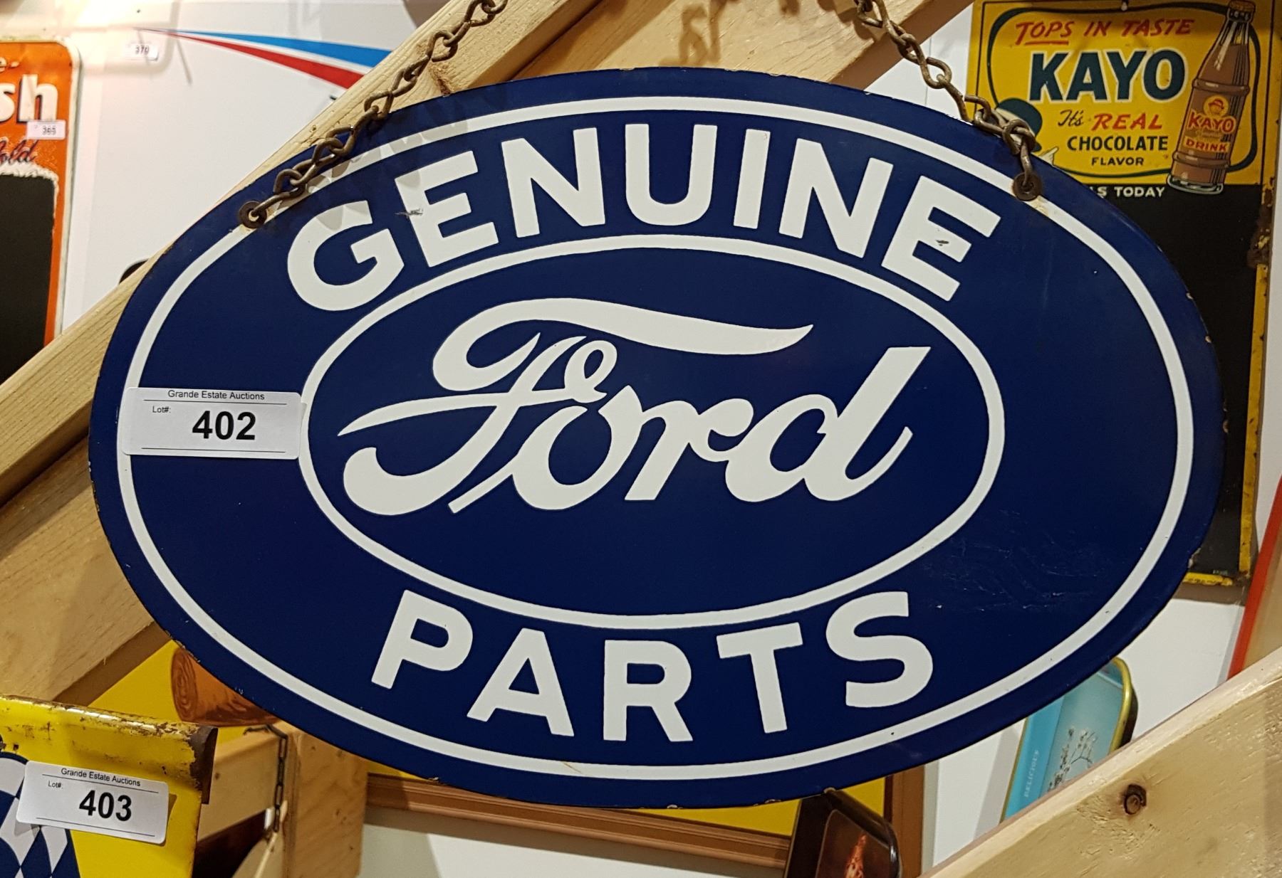 GENUINE FORD PARTS OVAL PORCELAIN SIGN