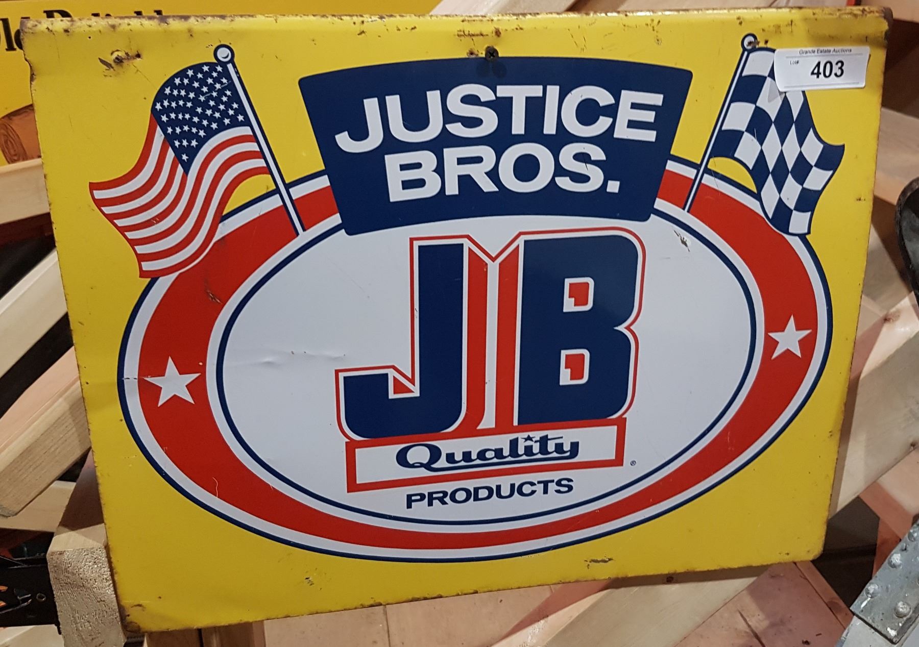 ORIGINAL JUSTICE BROS. TIN SIGN