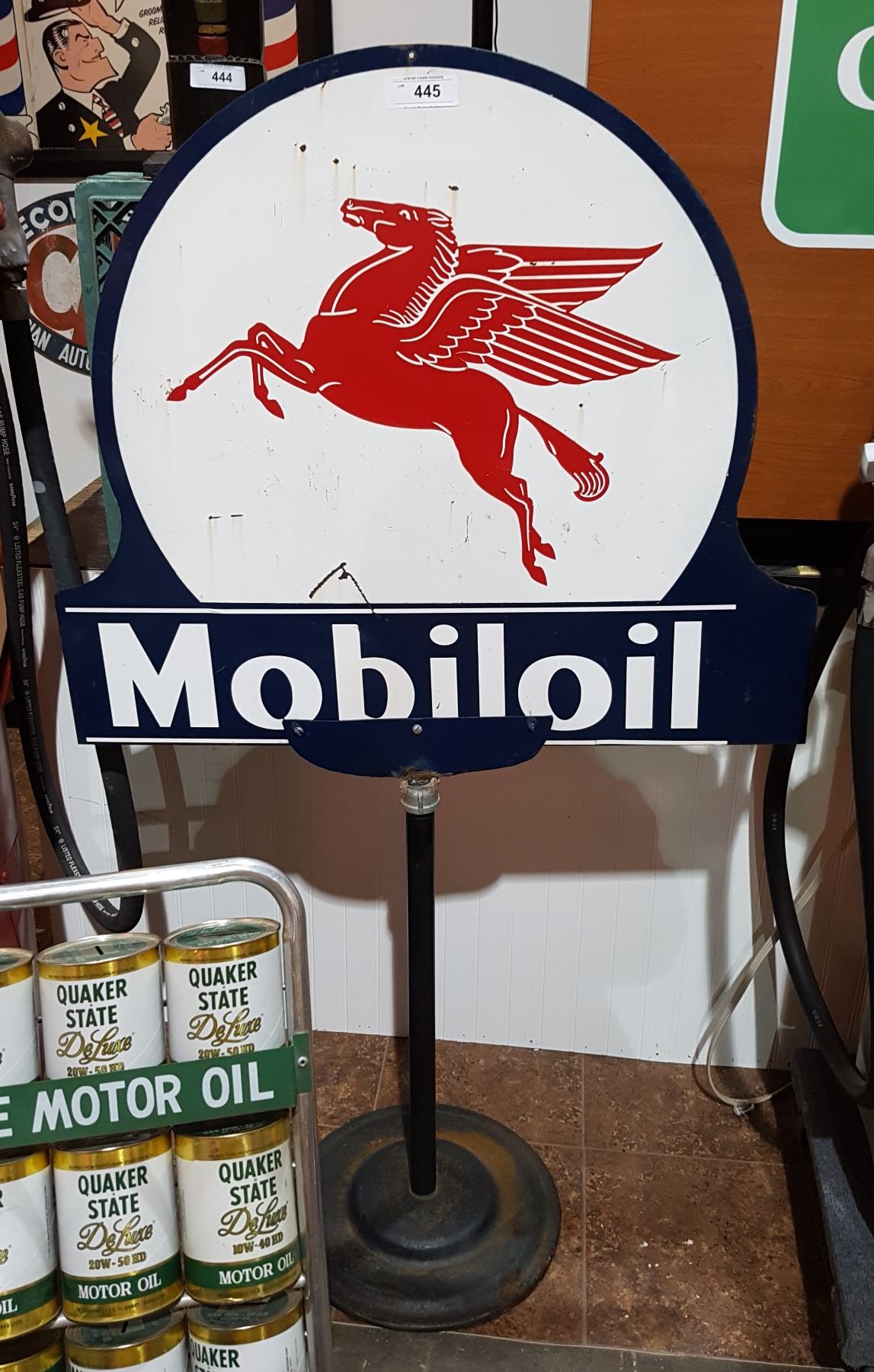 CUSTOM MADE MOBIL OIL CURB SIGN DOUBLE SIDED