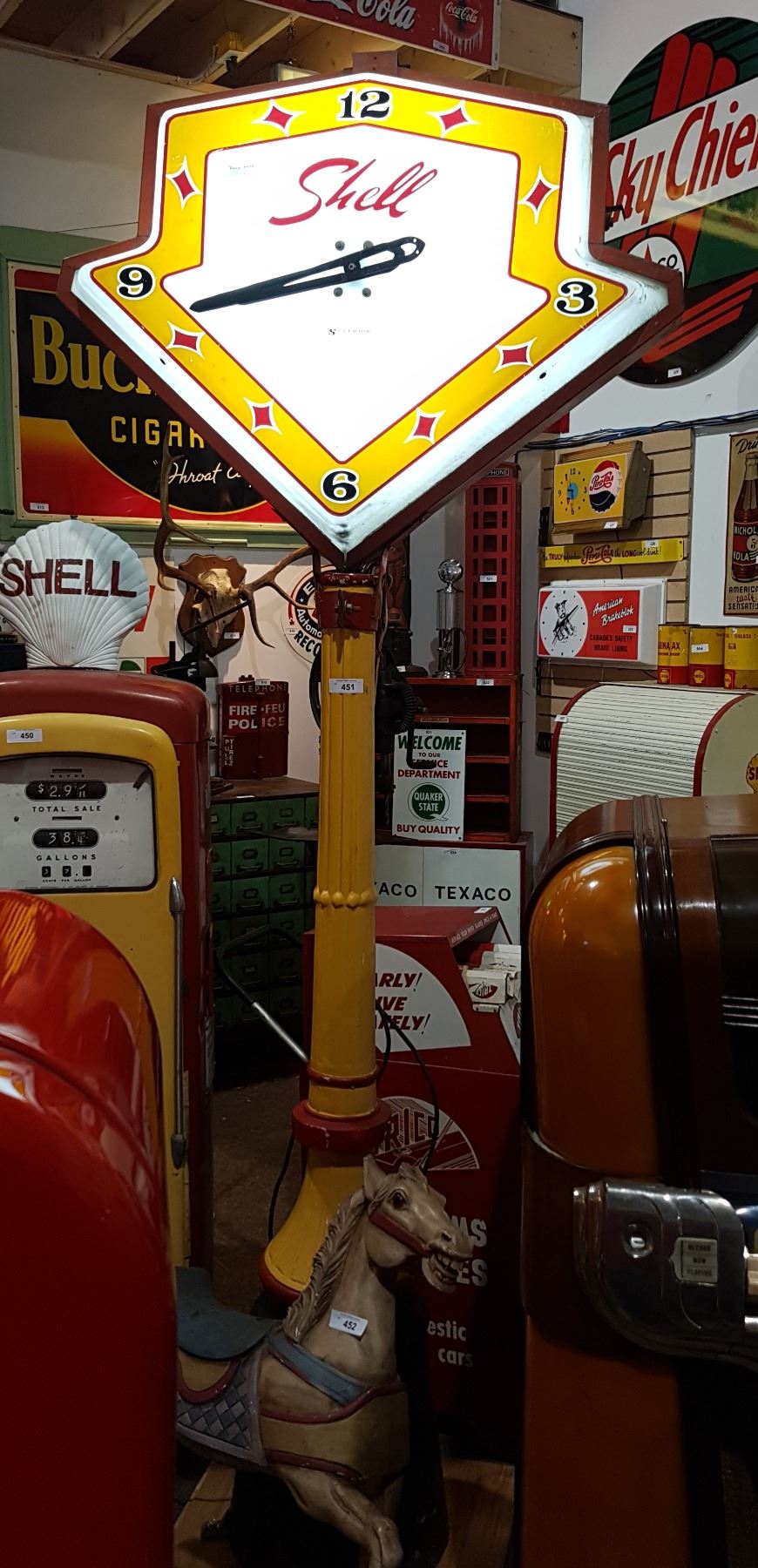 CUSTOM MADE SHELL LIGHT UP POLE CLOCK