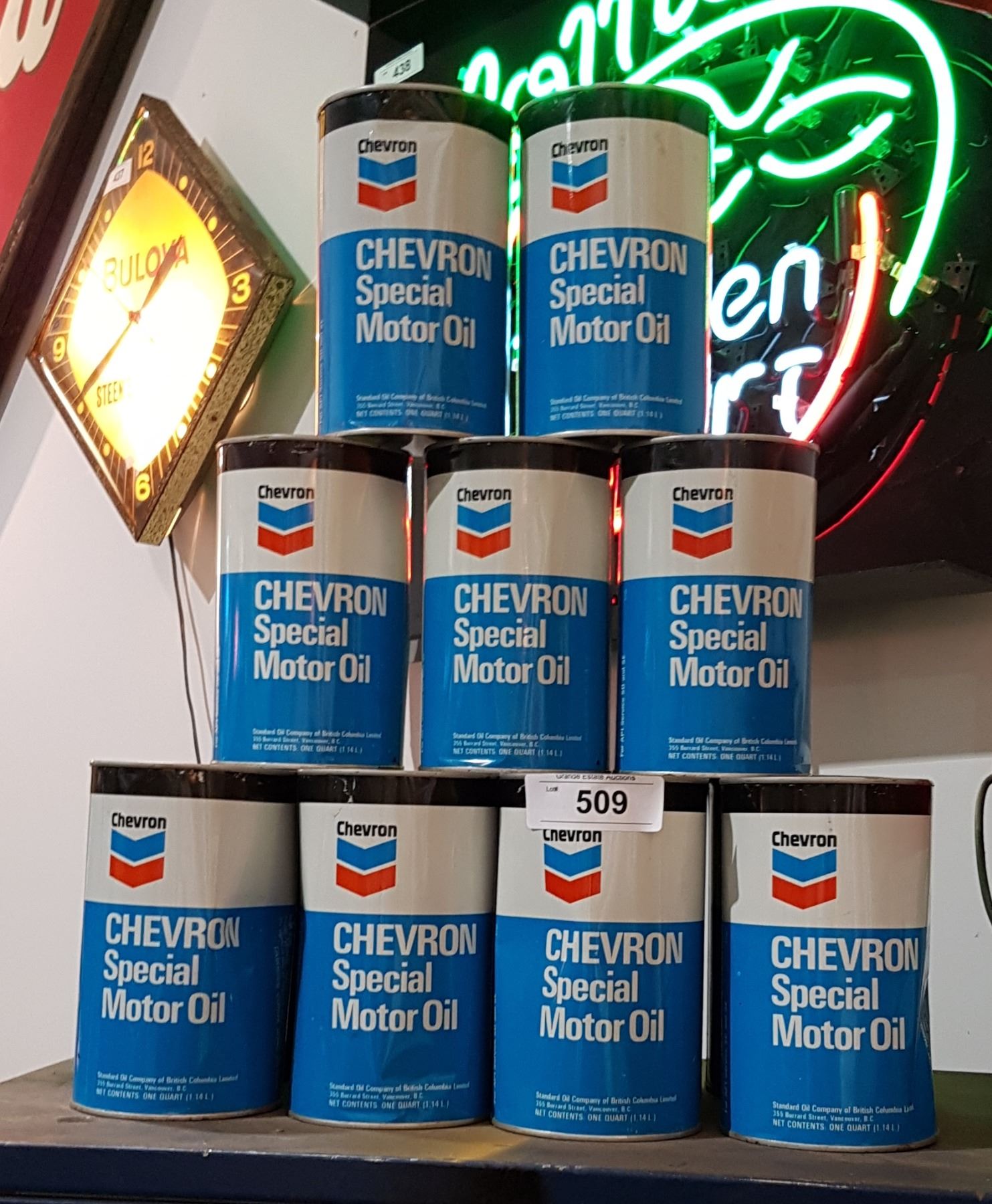 LOT OF 13 CHEVRON OIL QUARTS FULL