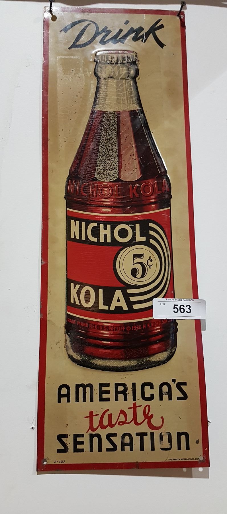 VINTAGE NICHOL KOLA TIN SIGN